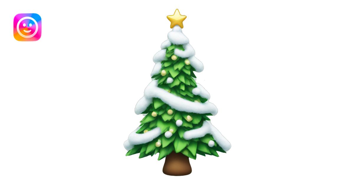 christmas tree with white bows and snow emoji | AI Emoji Generator
