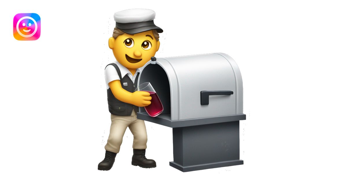 Funny Drunken postman leaning against mailbox with wine decanter emoji ...