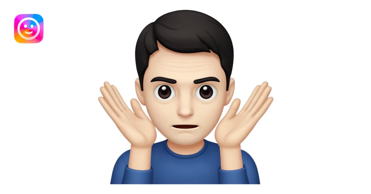 Mischievous evil man with hands infront of face emoji | AI Emoji Generator