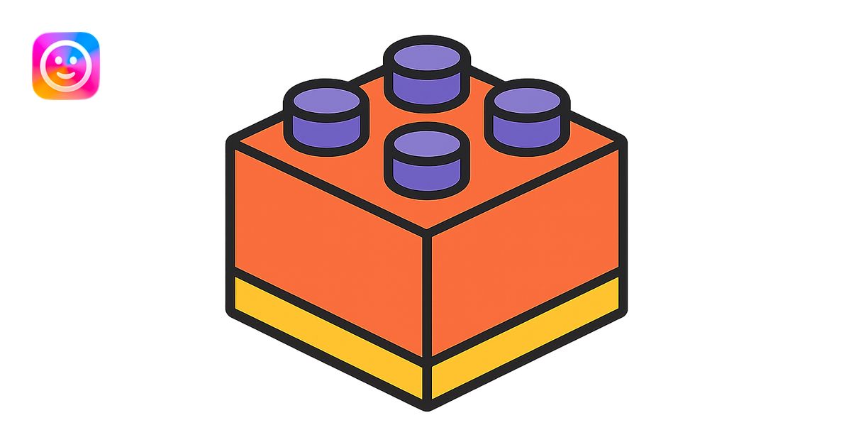 geometric and bold building block icon, clear outlines, simple color ...