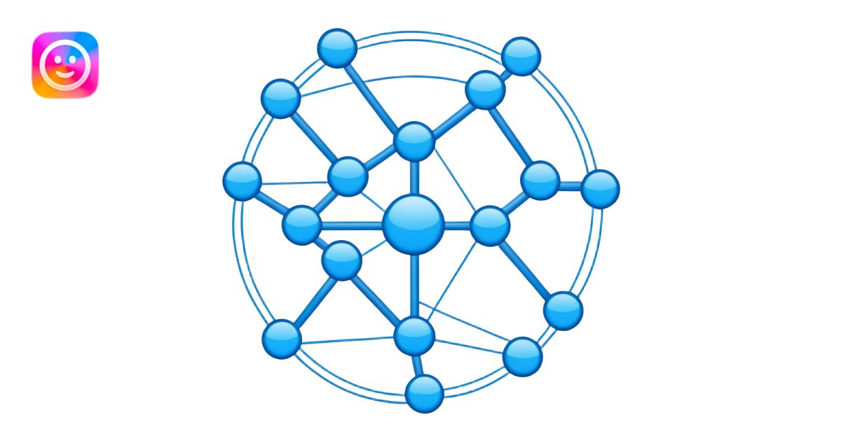 network in a circular form with blue boxes at intersection points emoji ...