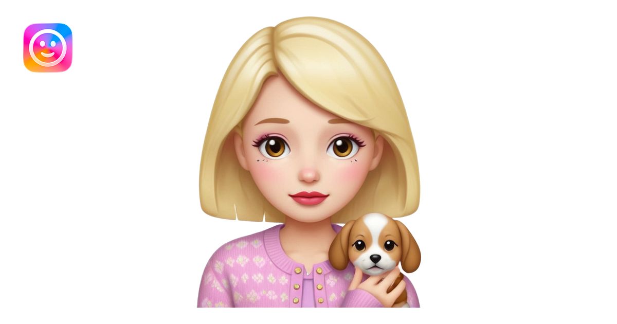 “Emoji girl, dewy skin, flushed blush across cheeks and nose, glossy ...