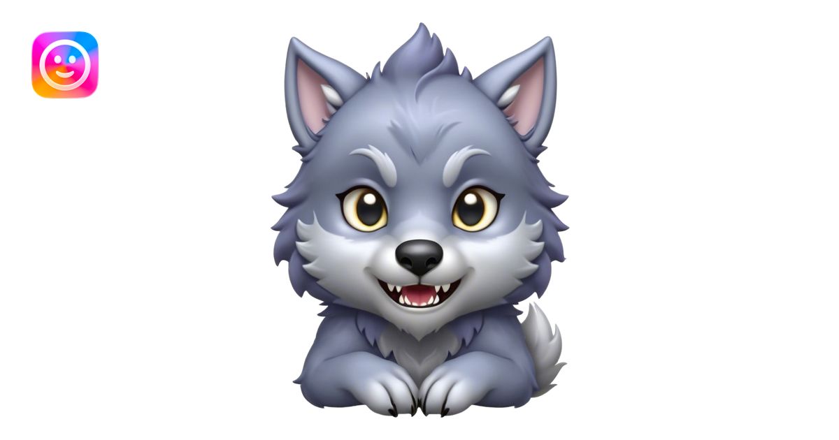 Cinematic Cute Werewolf Portrait Emoji, with a cuddly, miniature lupine ...