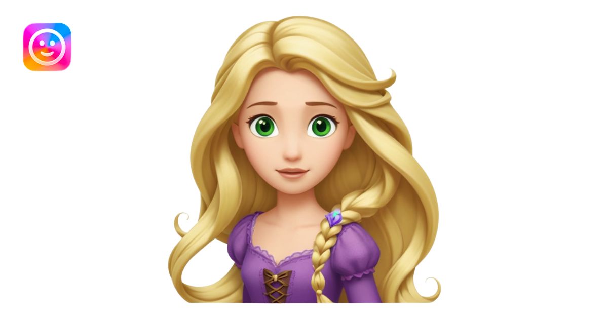 tangled disney rapunzel fair skin green eyes blonde hair emoji | AI ...