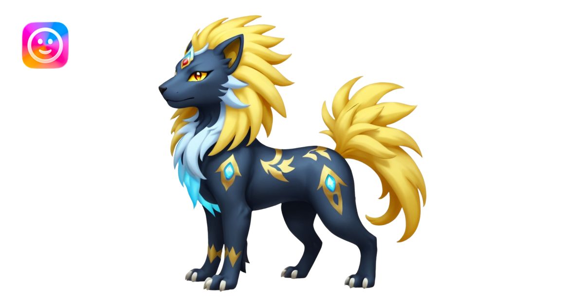 Pyroar-Solgaleo-Luxray-Fakémon-hybrid-creature (full body) emoji | AI ...