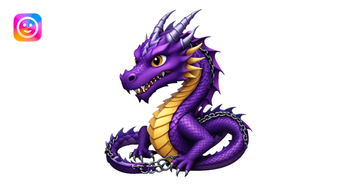 Black and dark purple dragon wearing chains around its neck emoji | AI ...