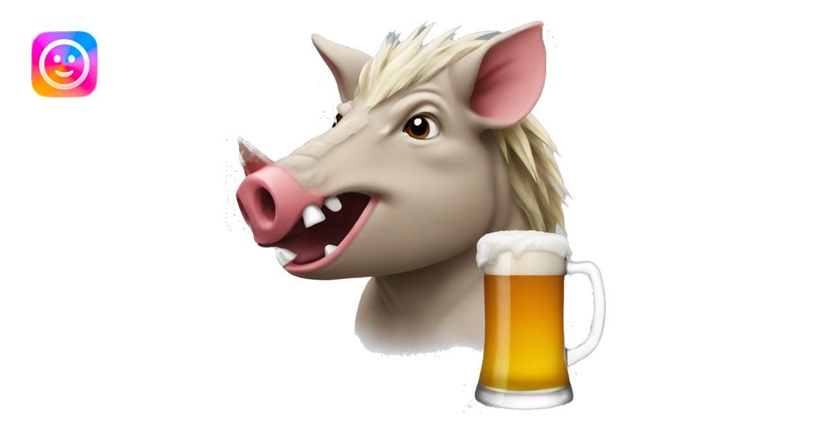 Razorback drinking a beer emoji | AI Emoji Generator