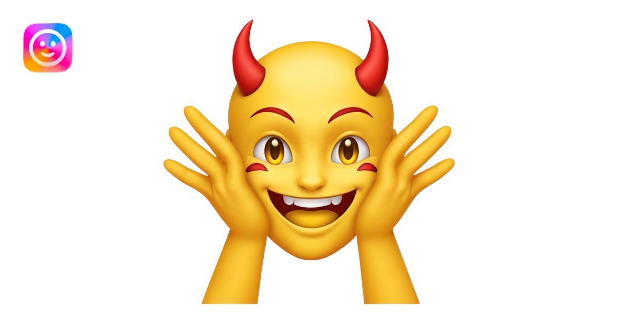 yellow emoji face with devil-like grin and hands rubbing together ...