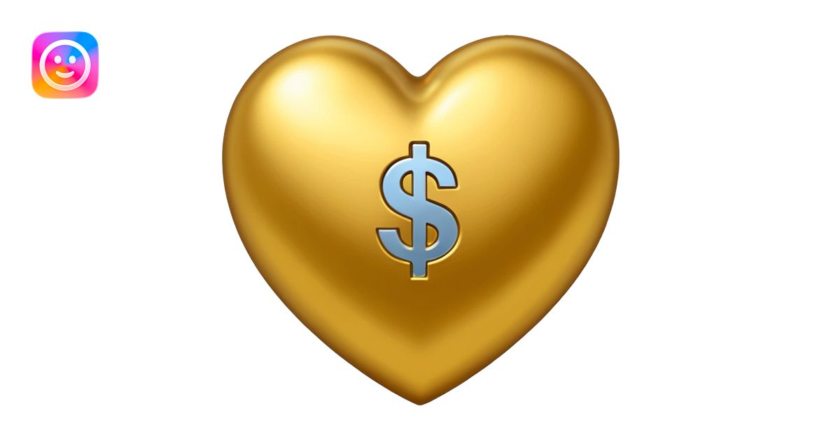 A golden heart with a money pattern around it emoji | AI Emoji Generator