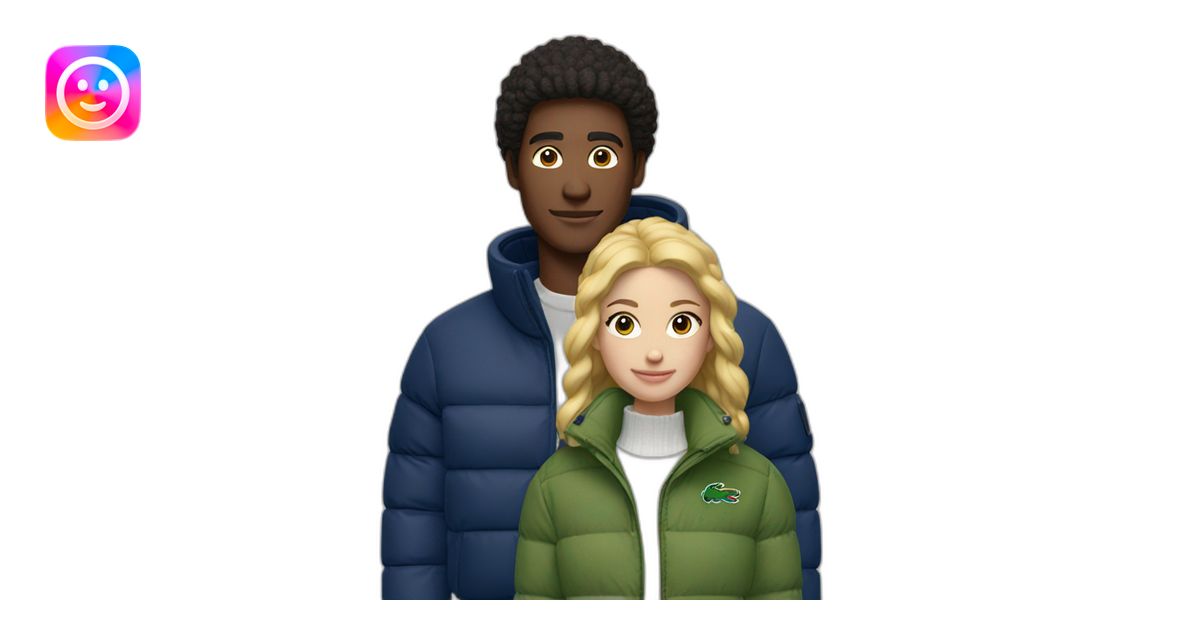 Couple with lacoste puffer jacket emoji | AI Emoji Generator