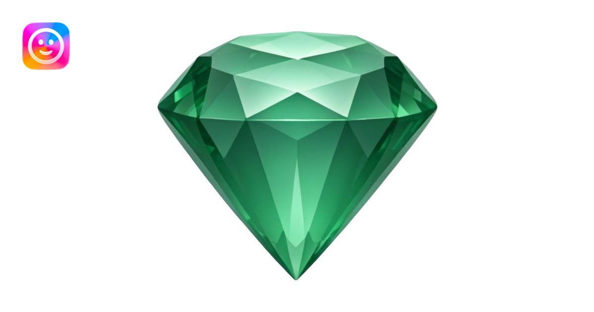 GREEN emerald, diamond gem shape, realistic emoji | AI Emoji Generator