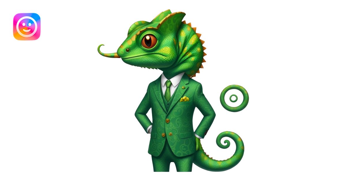 A chameleon in formal clothes emoji | AI Emoji Generator