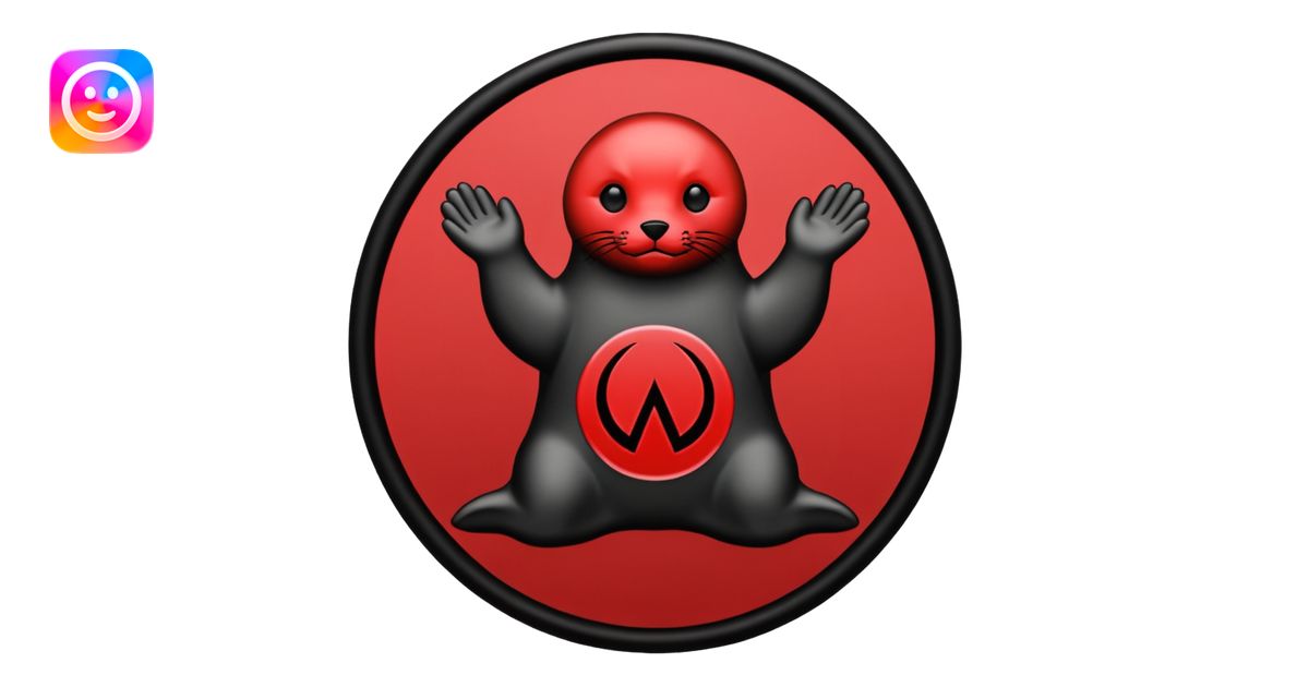 iOS sticker, summoning seal, black circle, red symbol, minimal emoji ...