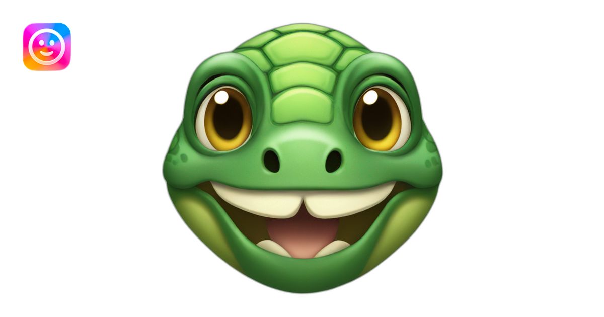 turtle with a gian smile emoji | AI Emoji Generator
