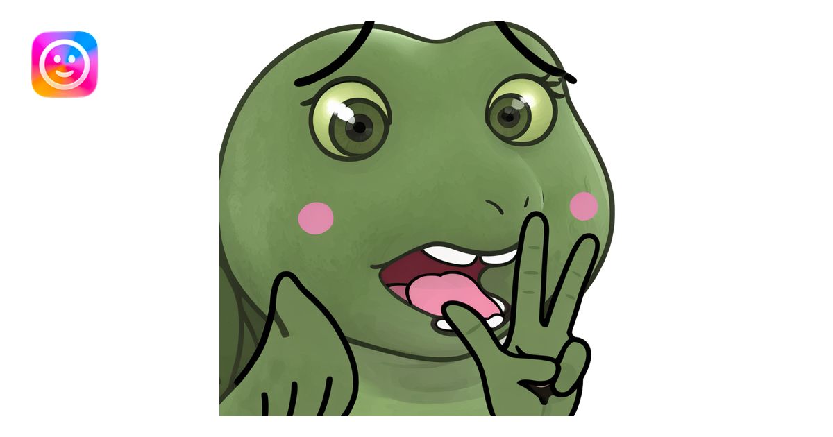 girly character sticking tongue out and showing peace hand sign, meme ...