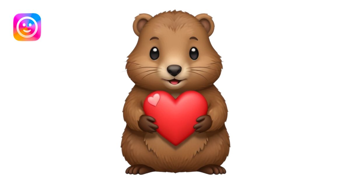Cute groundhog holding a heart emoji | AI Emoji Generator
