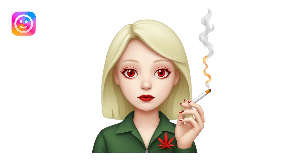 Low red eyes while smoking weed emoji | AI Emoji Generator