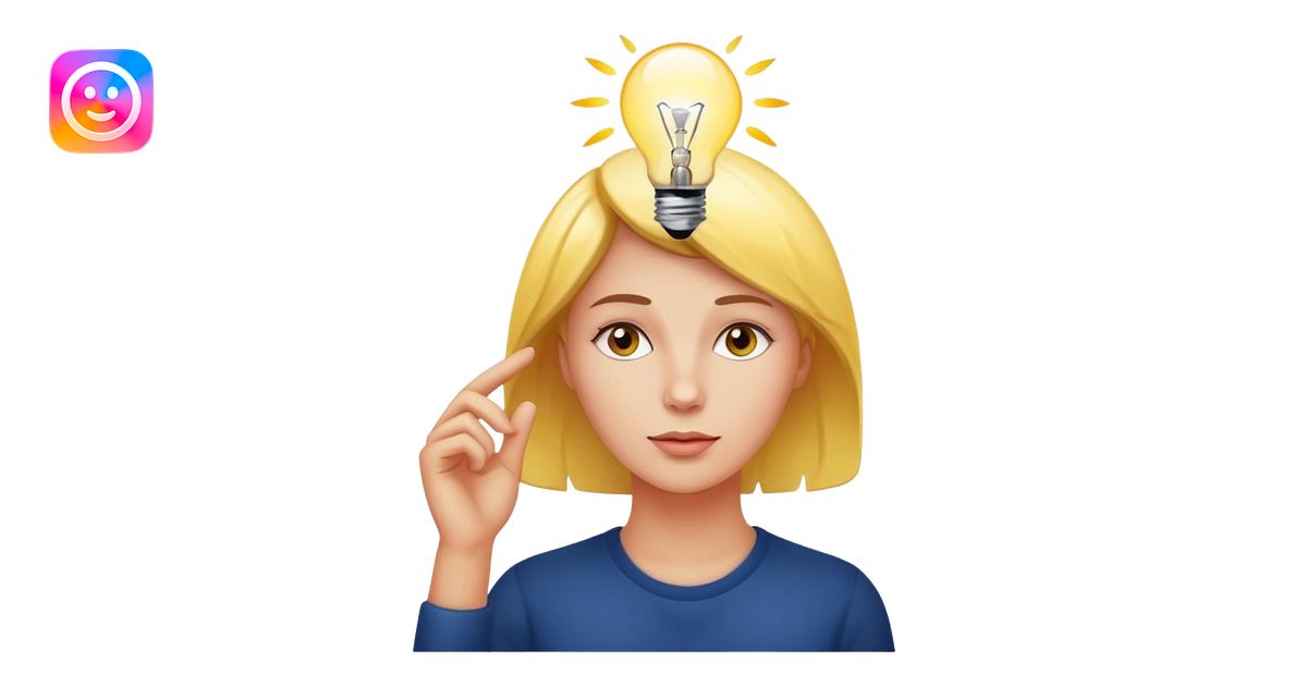 Woman thinking with a light bulb over her head emoji | AI Emoji Generator