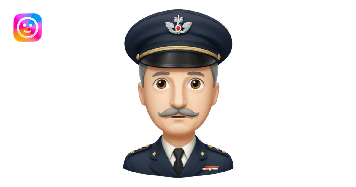 Charles de Gaulle emoji with iconic kepi hat and mustache, neutral ...