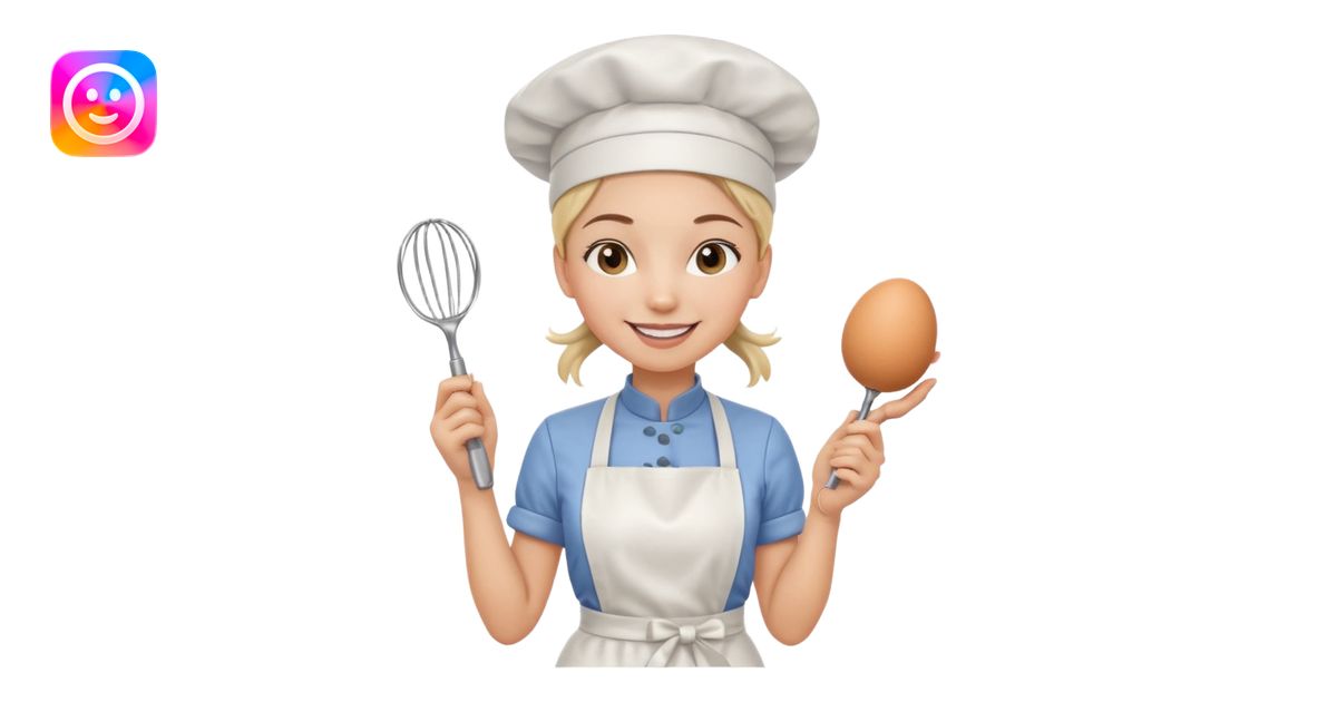 Young female pastry chef - ponytail, apron, wearing a white hat ...