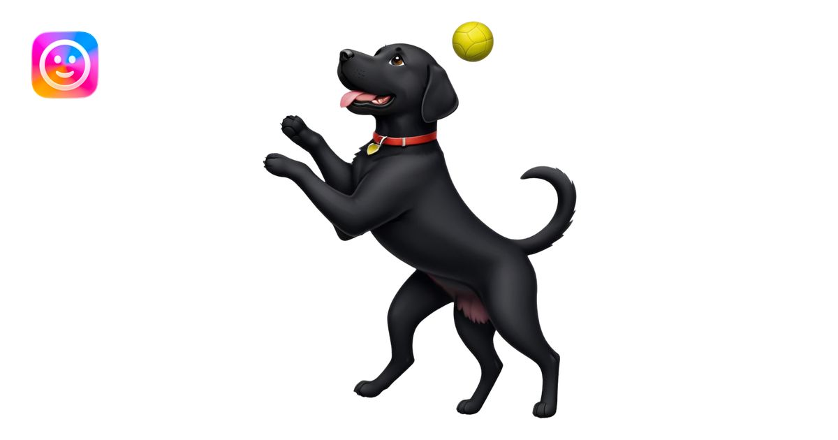 Black lab catching ball in the air emoji | AI Emoji Generator