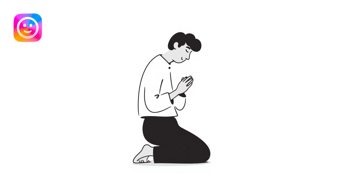hand-drawn doodle of a man praying illustration | AI Emoji Generator