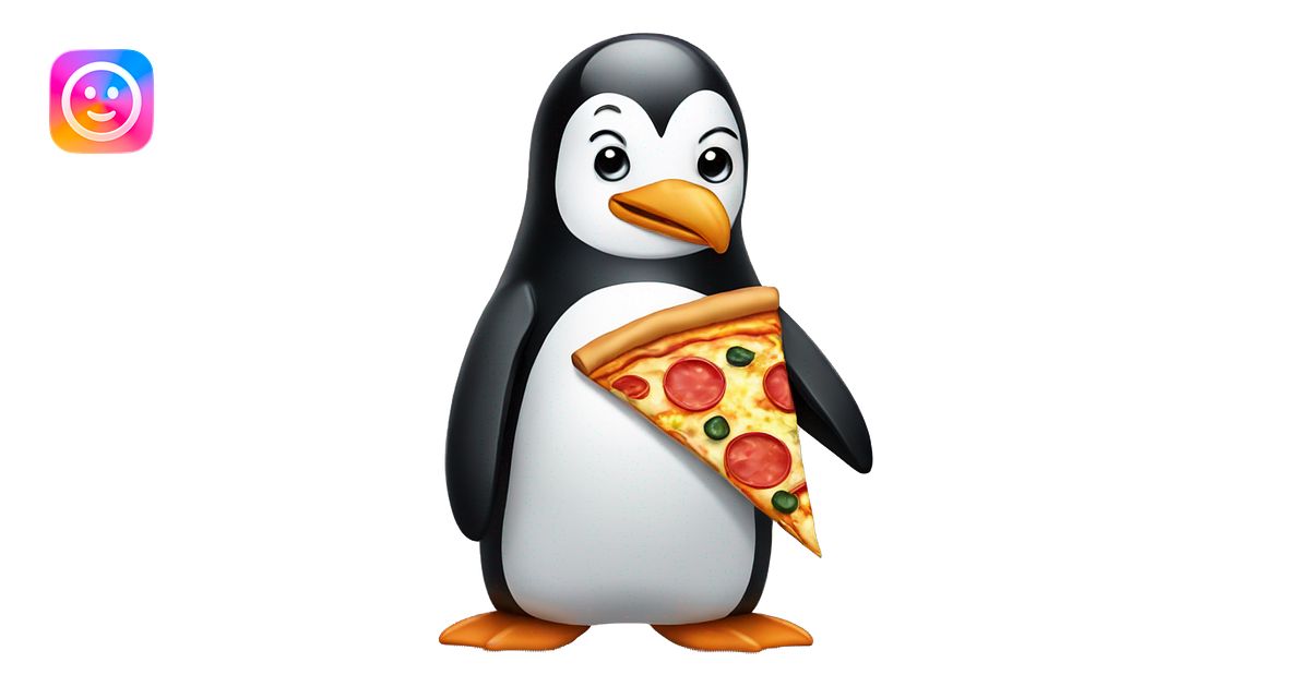 Penguin with pizza emoji | AI Emoji Generator