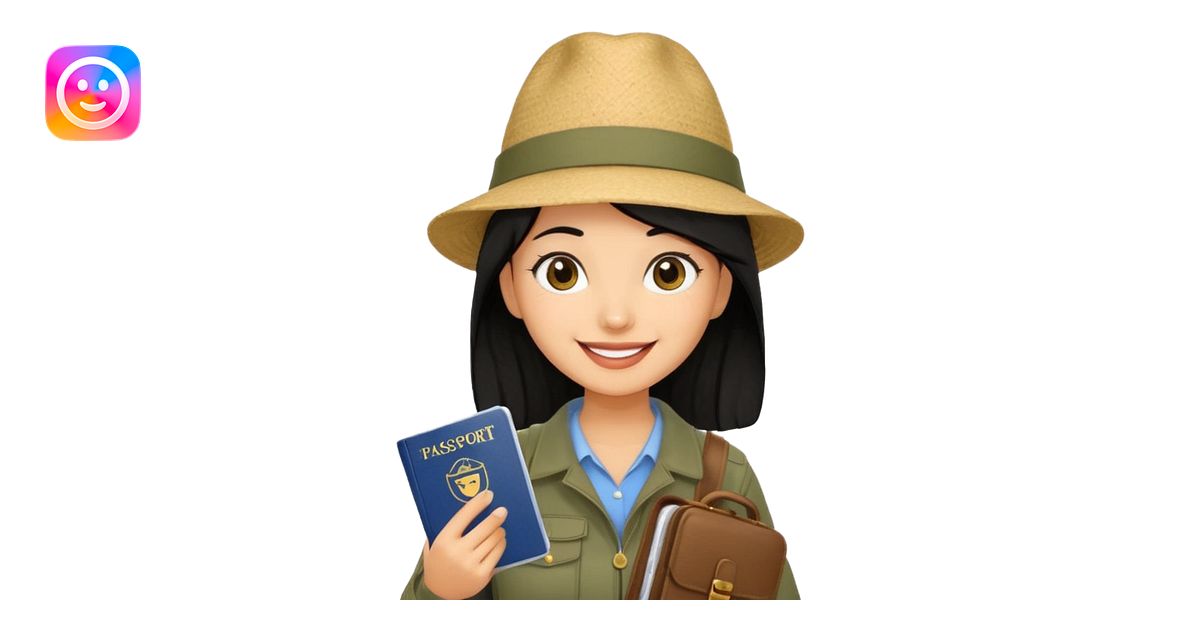 black haired Traveler character with passport emoji | AI Emoji Generator