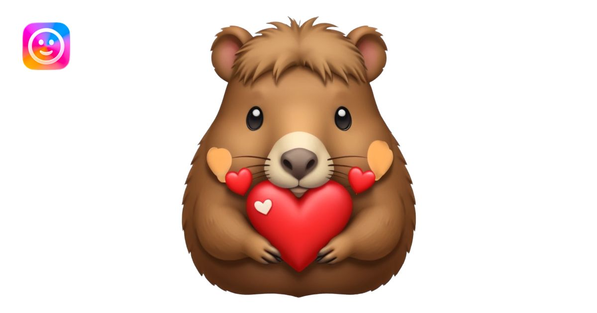 Capibara tierno con un corazón emoji | AI Emoji Generator