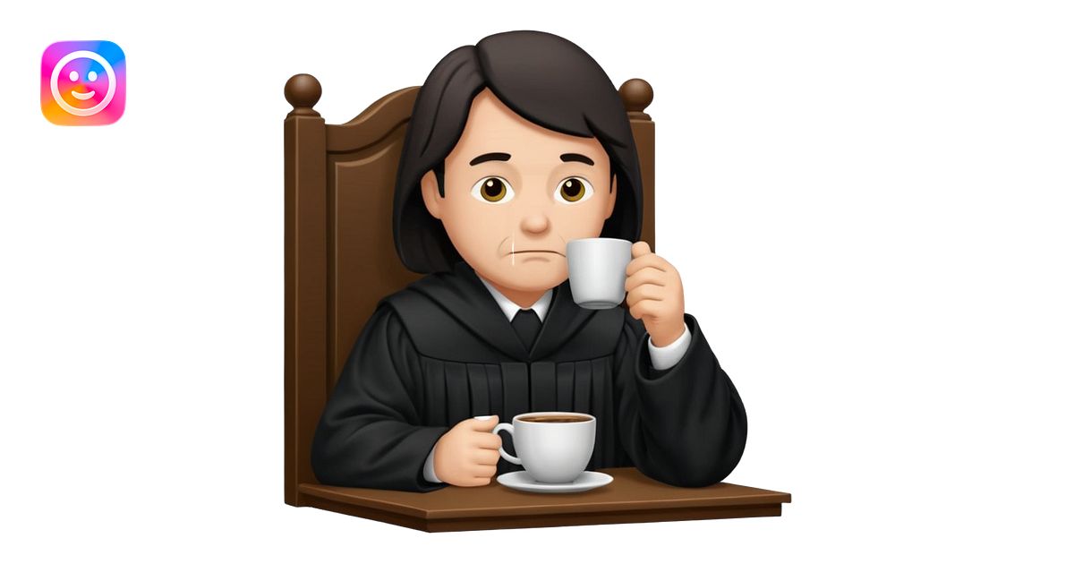 Sleepy judge sipping coffee emoji | AI Emoji Generator