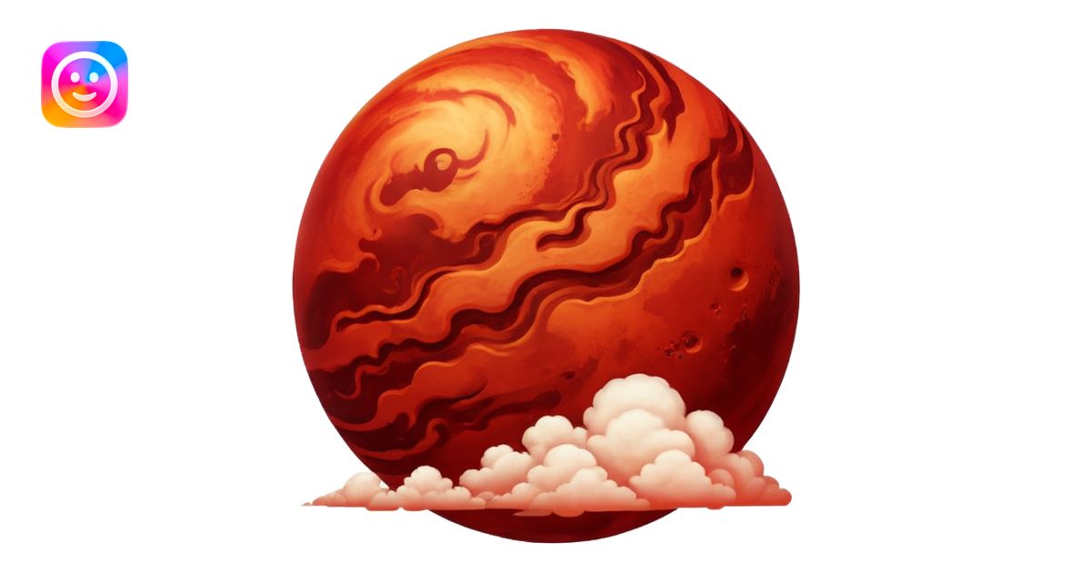 Crimson red planet with clouds emoji | AI Emoji Generator