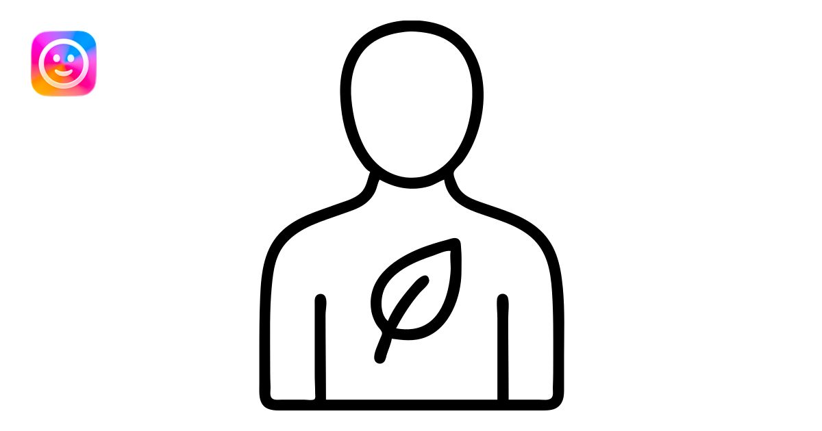 human silhouette or body with a leaf symbol on the face or chest, clear ...