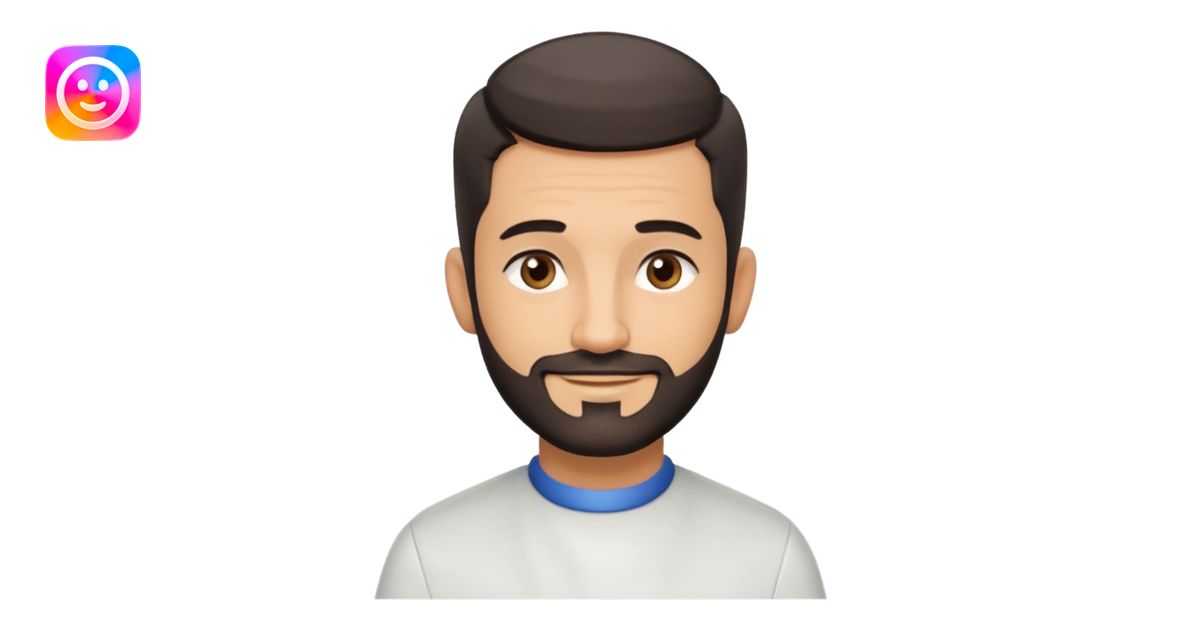 Apple-style 3D emoji of a male barber, dark graying straight hair ...