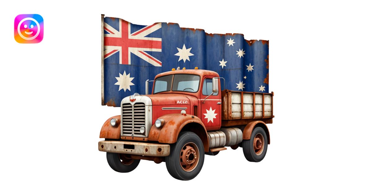 Old Mack truck with Australian flag decal on door emoji | AI Emoji ...