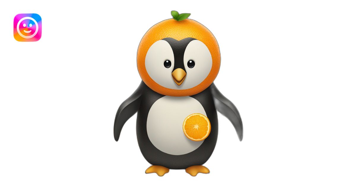 solo penguin enjoys mandarin orange emoji | AI Emoji Generator