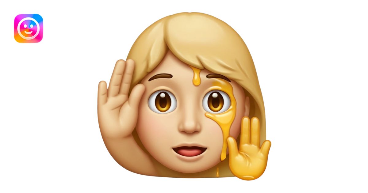 emoji of a saluting face partially melting, merging features of ...