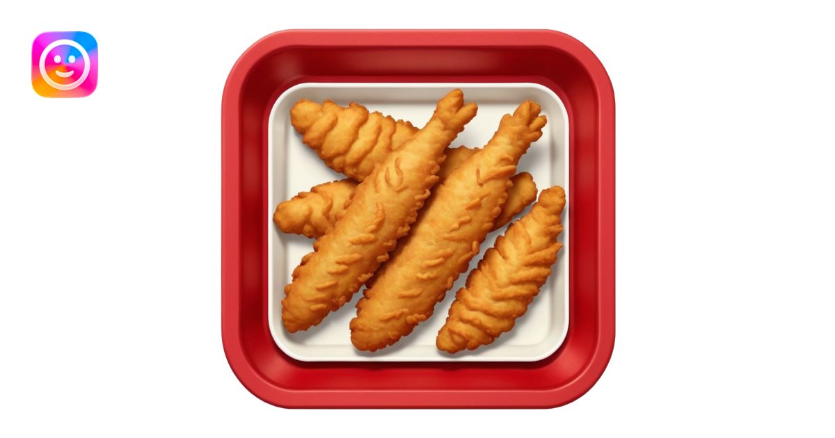breaded chicken tenders in a red paper food tray emoji | AI Emoji Generator