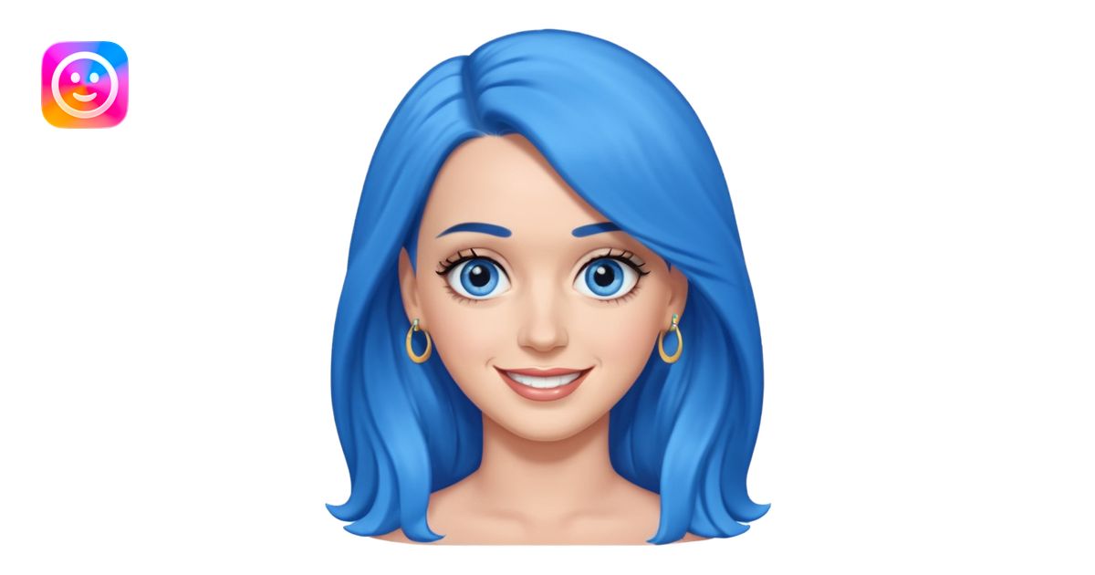 Katy Perry with blue eyes, blue long hair emoji | AI Emoji Generator