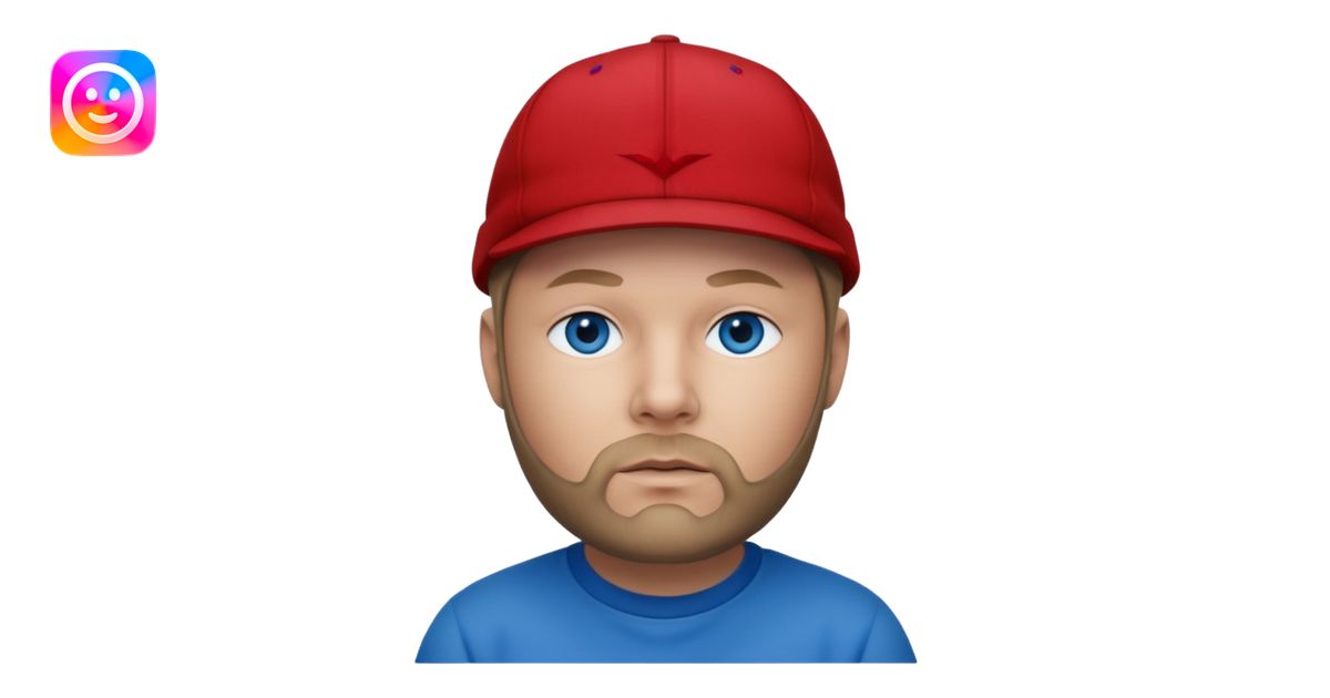 Fred Durst with dark blonde hair, blue eyes, red outfit and cap emoji ...
