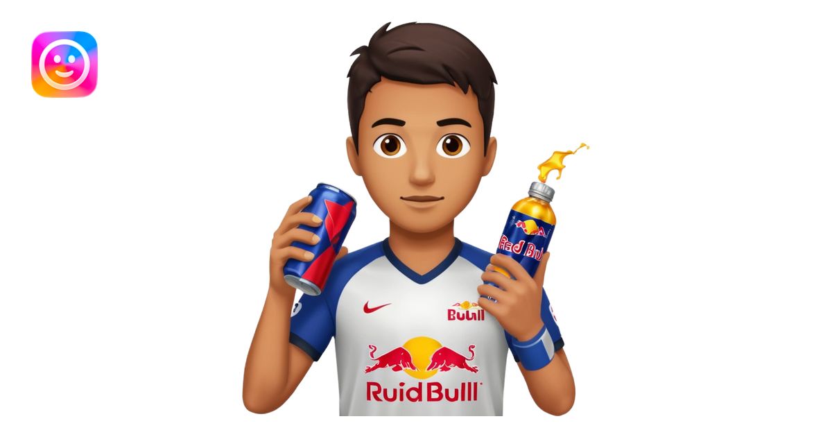 Red bull energy drink imogi for soccer players emoji | AI Emoji Generator