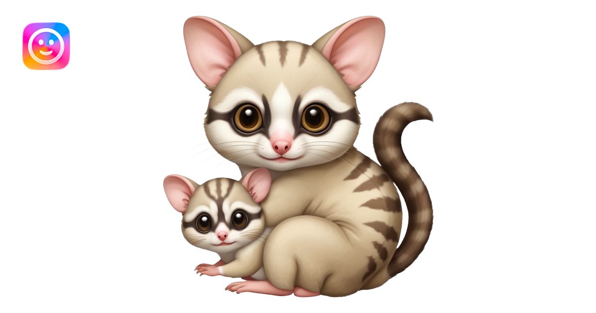 Fat and cute Japanese sugar glider white. A mom anda a baby one emoji ...