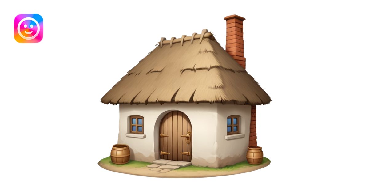 A Ukrainian peasant house with white walls emoji | AI Emoji Generator
