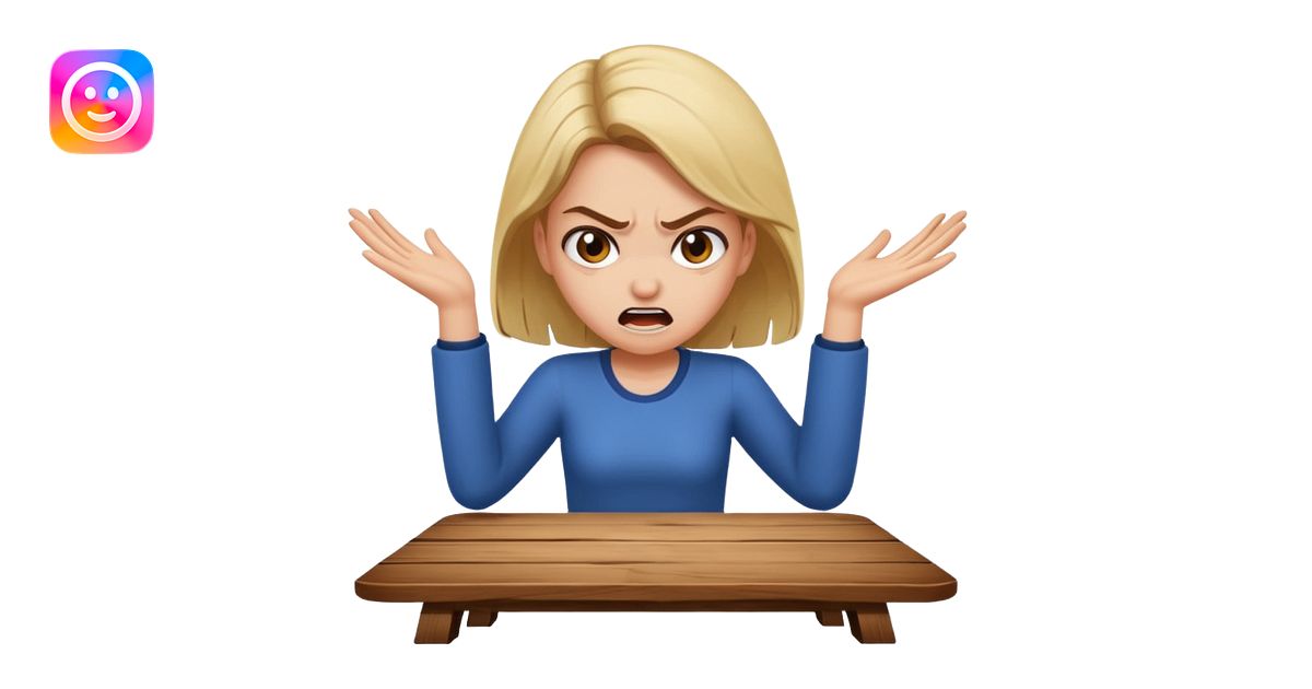 girl flipping table over angrily emoji | AI Emoji Generator