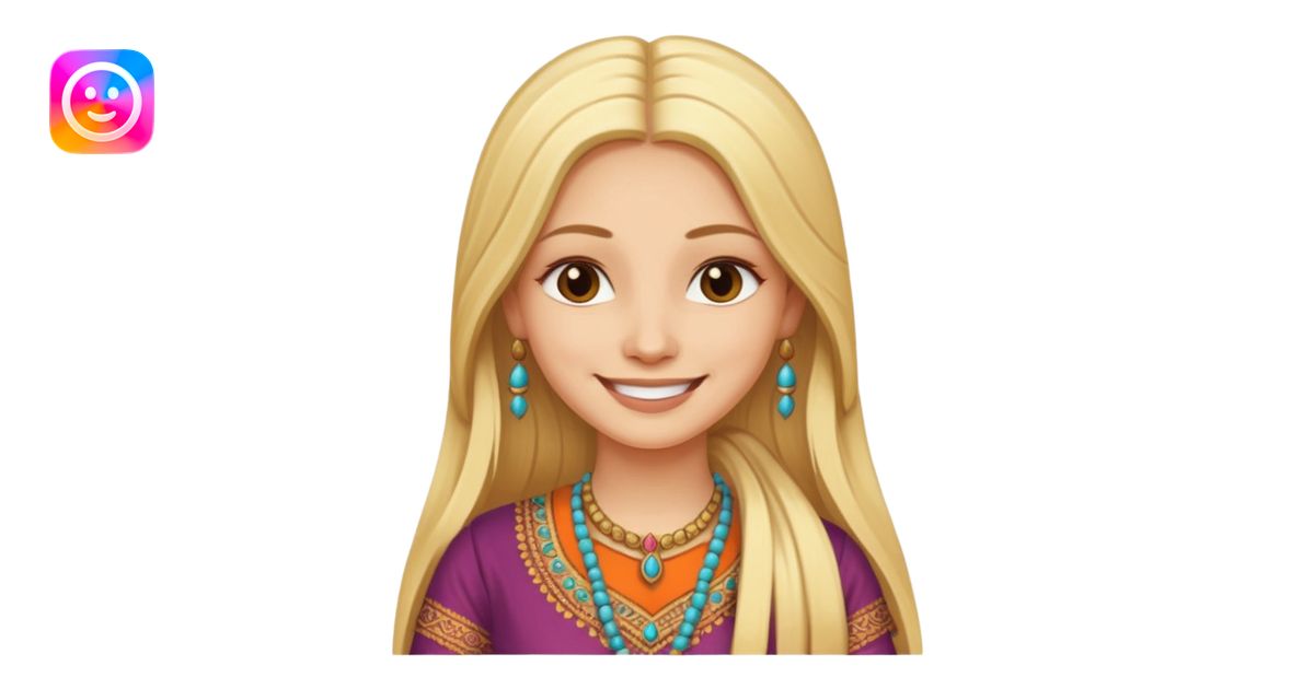 emoticon de una mujer rubia de pelo largo con vestimenta de india emoji ...