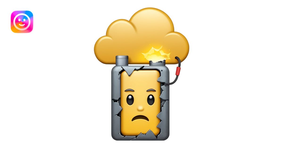 broken battery with a gray cloud above it deppression emoji | AI Emoji ...