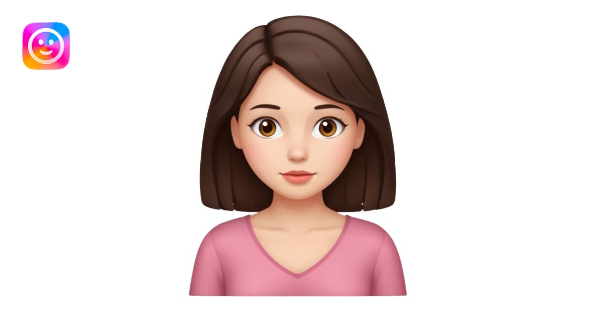 Brunette girl with chest length hair and blushh emoji | AI Emoji Generator