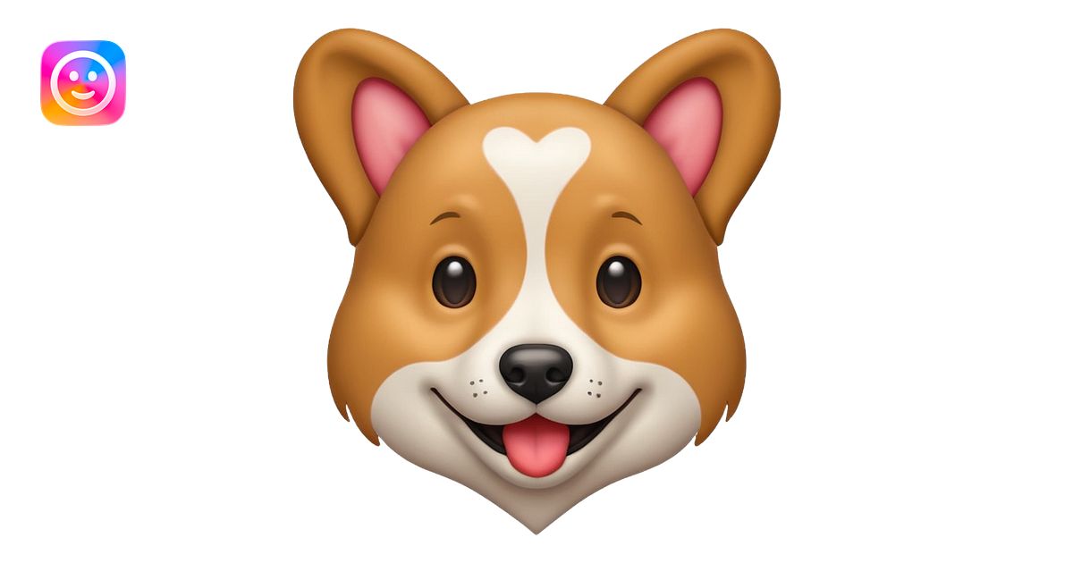 happy dog face inside a heart emoji | AI Emoji Generator
