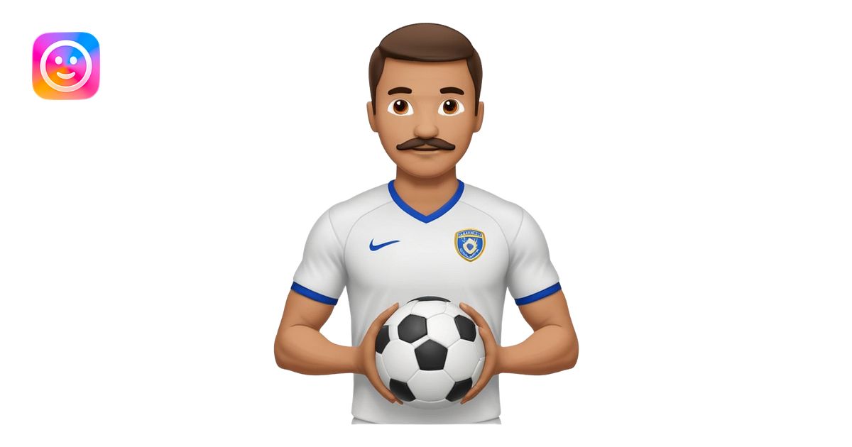 man soccer player with mustache holding soccer ball emoji | AI Emoji ...
