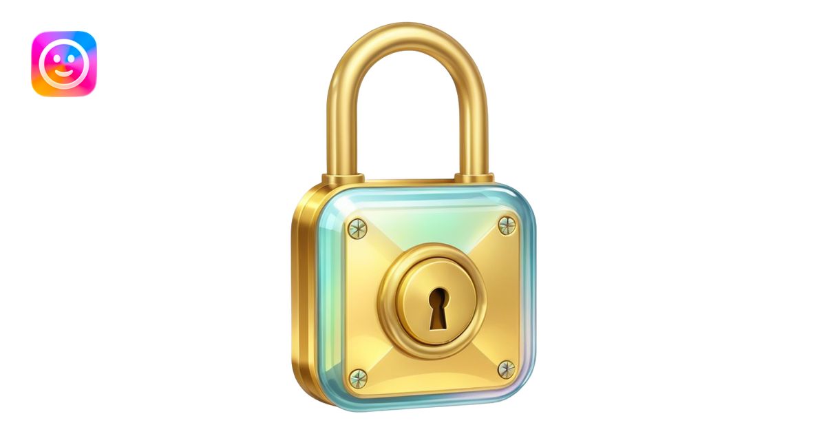 Holographic and glassmorphic golden lock emoji | AI Emoji Generator