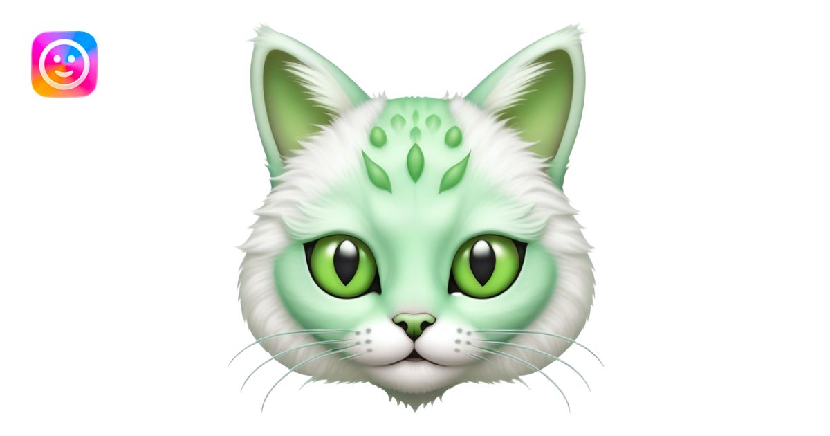 Green cat with alien antennae and alien eyes, cute emoji | AI Emoji ...